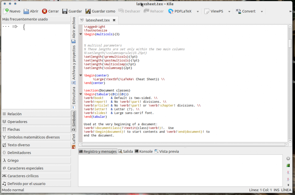 Latex 2ε Cheat Sheet y Latex en Linux | Cambia de SO